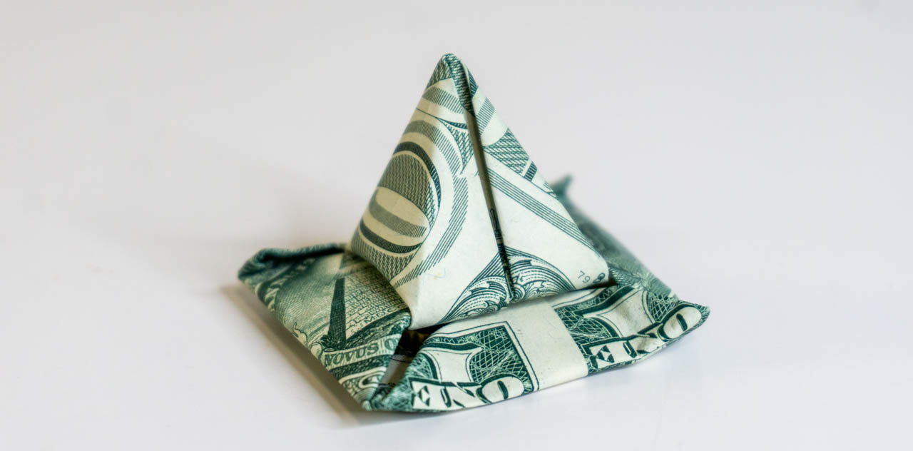 3D Origami Money Pyramid Step-by-Step Instruction
