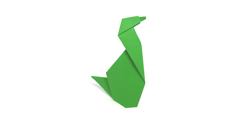 3D Origami Sitting Dog Step-by-Step Instruction for Beginners
