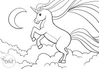Unicorn in the Clouds Coloring Sheet - diy-magazine.com