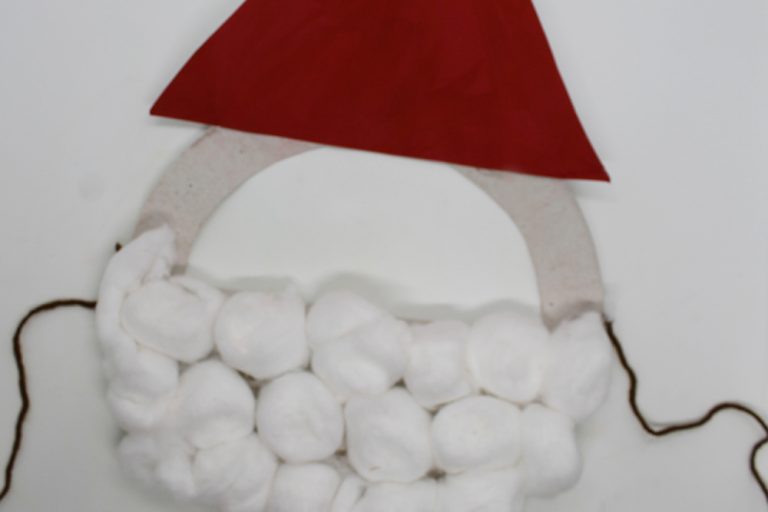 Make a Paper Plate Santa Mask With Cotton Balls - diy-magazine.com