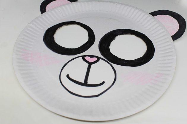 Make a Lovely Paper Plate Panda Bear Mask - diy-magazine.com