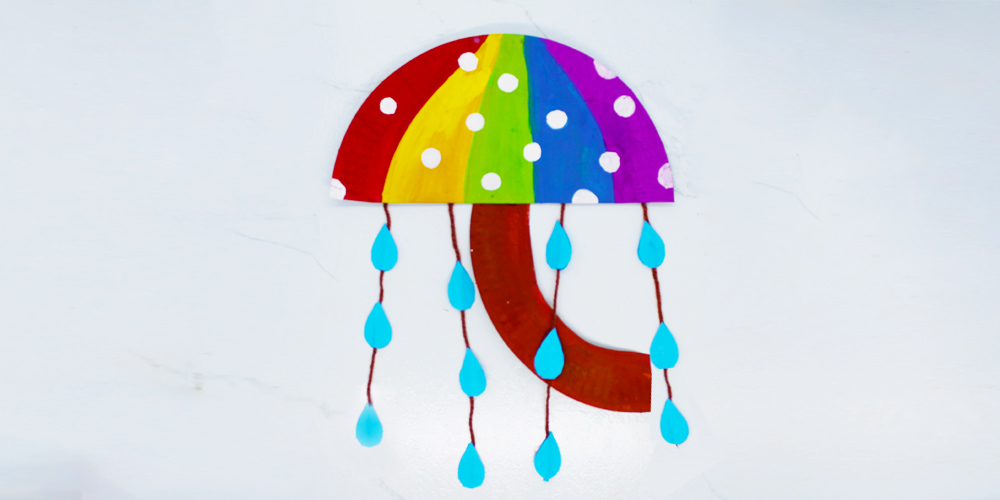 Build a Rainbow Paper Plate Umbrella | Painting Ideas for Kids