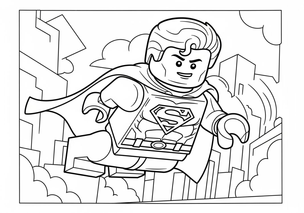 Halaman Mewarnai LEGO DC - Superhero Menyenangkan yang Dapat Dicetak