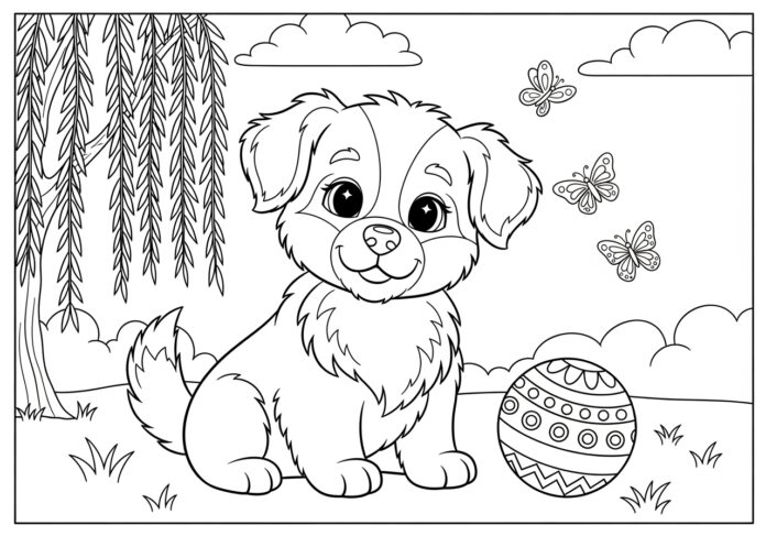 Realistic Cute Puppy Coloring Pages – Printable and Fun