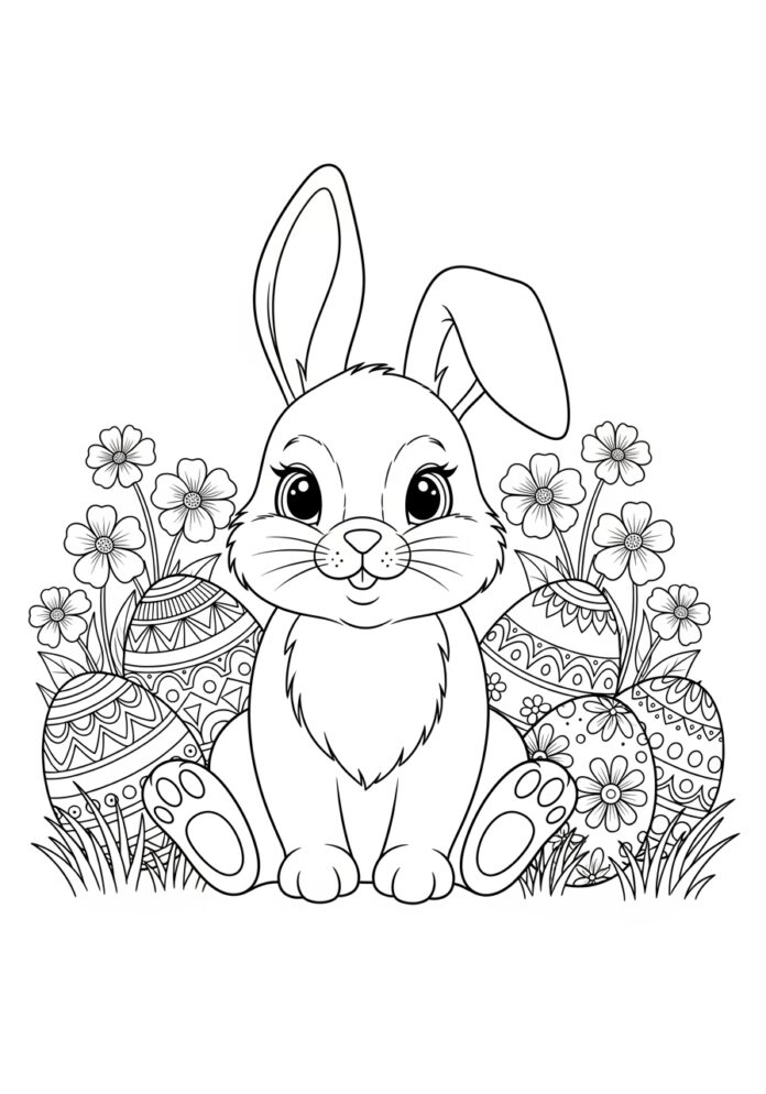 Cute Easter Bunny Coloring Page for Kids - diy-magazine.com