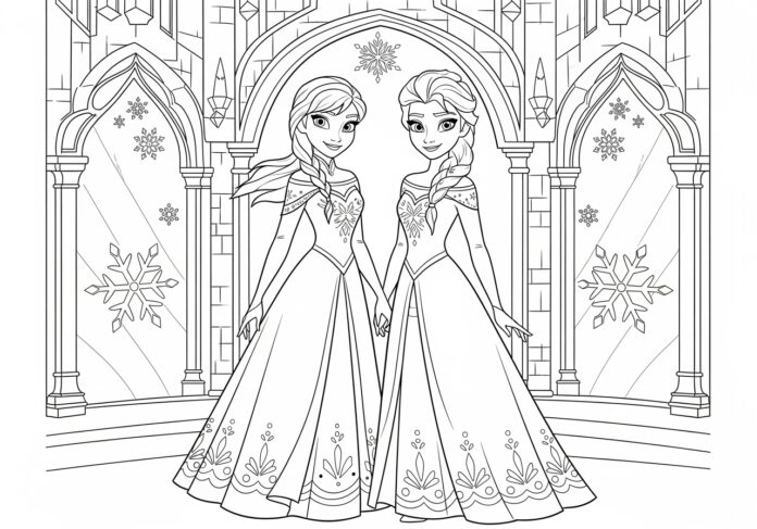 Printable Elsa Dress Coloring Page for Kids