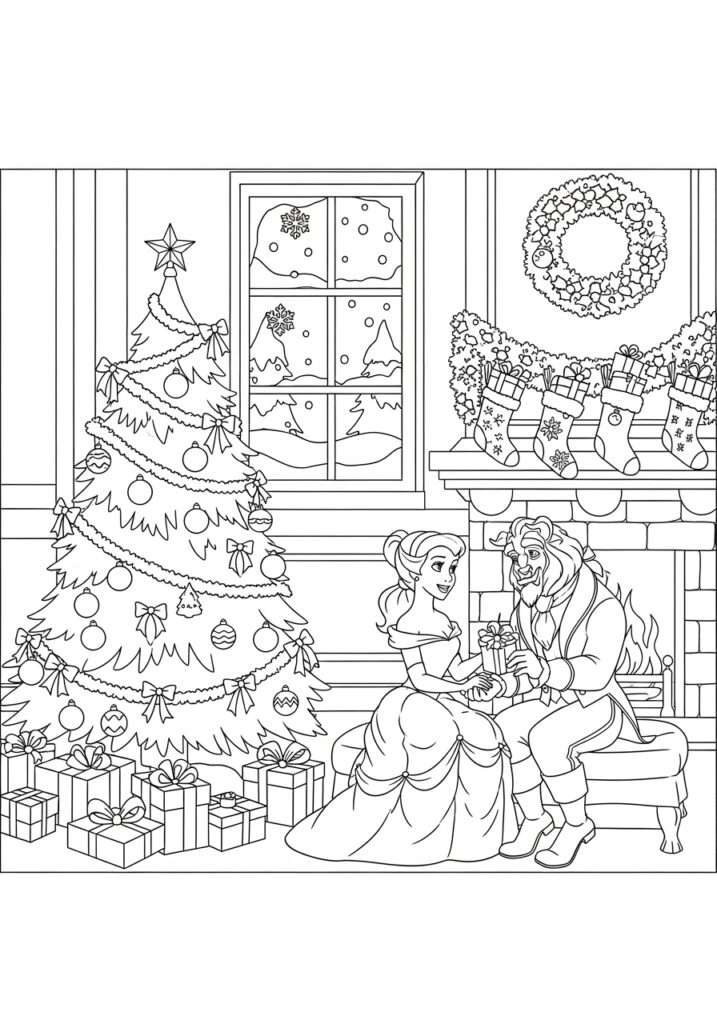 Dibujo para colorear de la Nochebuena para niños