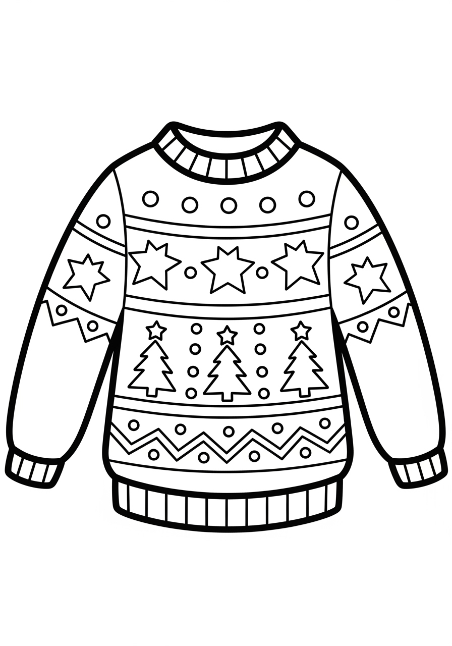 Blank Ugly Christmas Sweater Coloring Page for Kids
