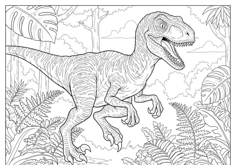 Blue the Velociraptor Coloring Page - Fr...