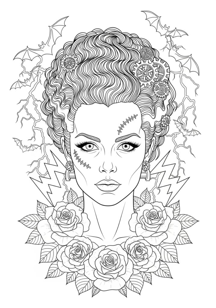 Archivo de páginas para colorear de Frankenstein - diy-magazine.com