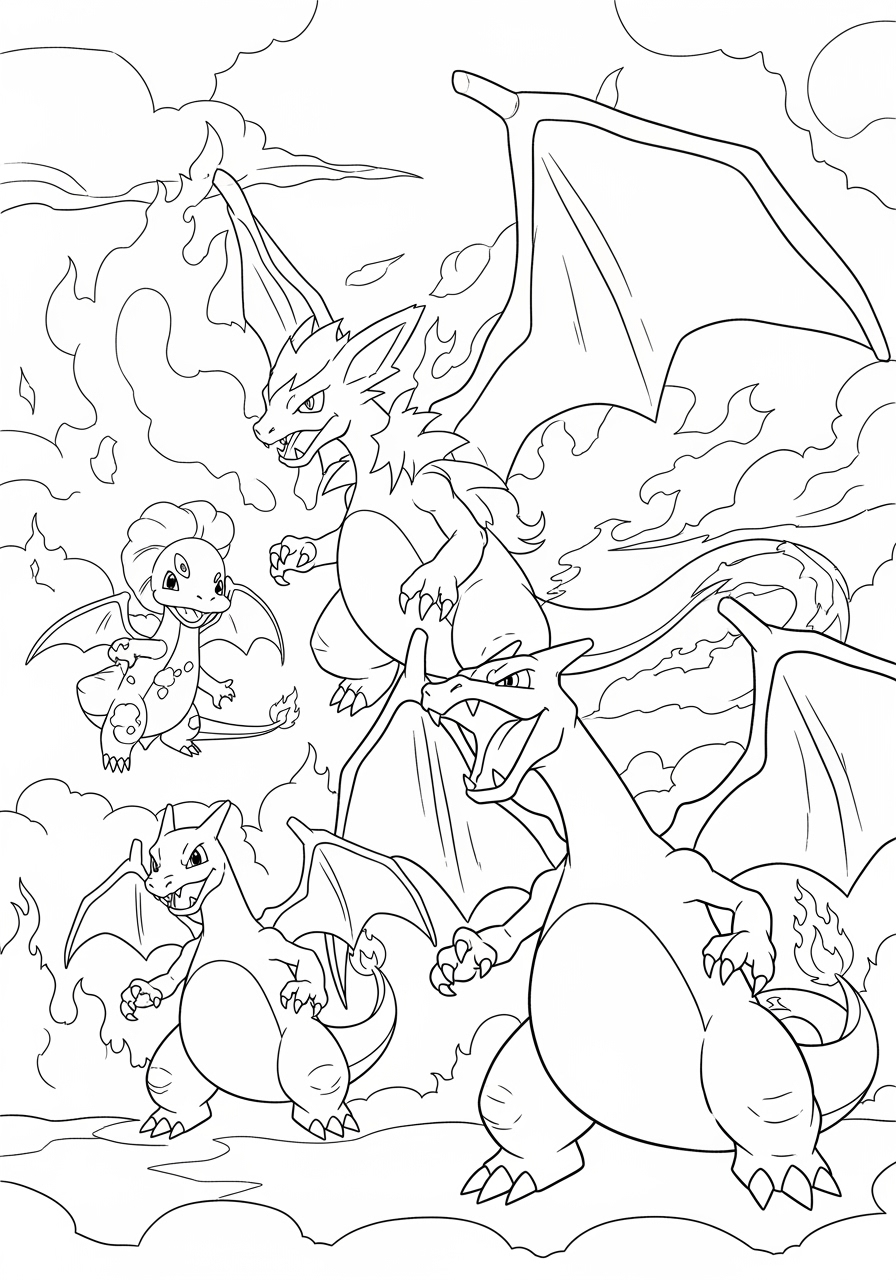 Charizard Evolution Coloring Pages | Printable & Fun