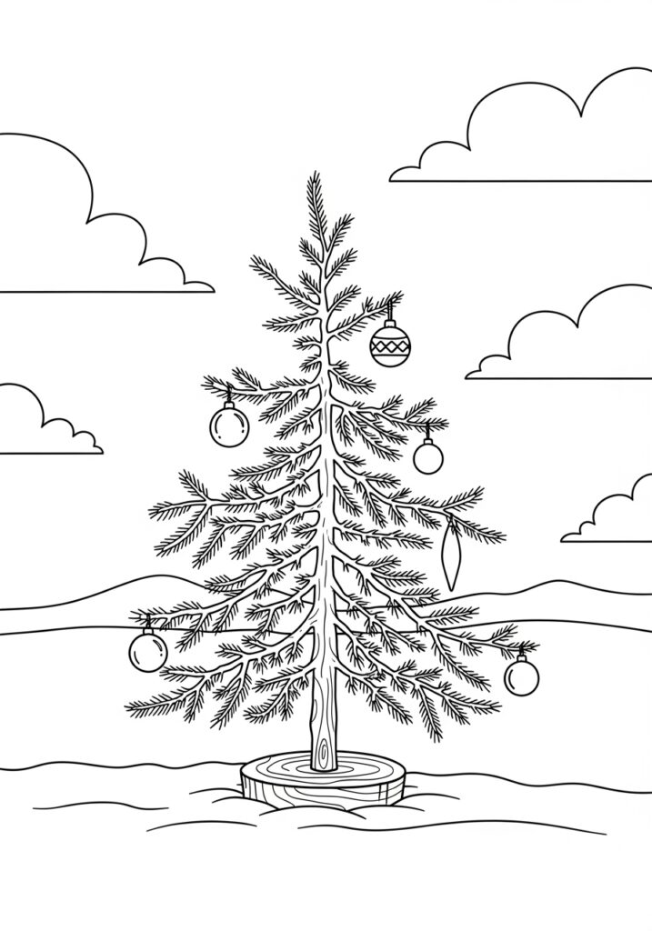 Coloriage de guirlande de Noël pour enfants - À imprimer et à s'amuser