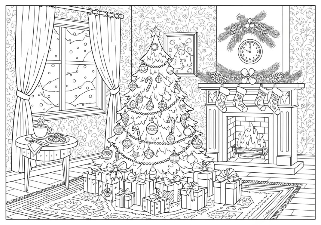 Christmas Coloring Page Hard - Festive Printable