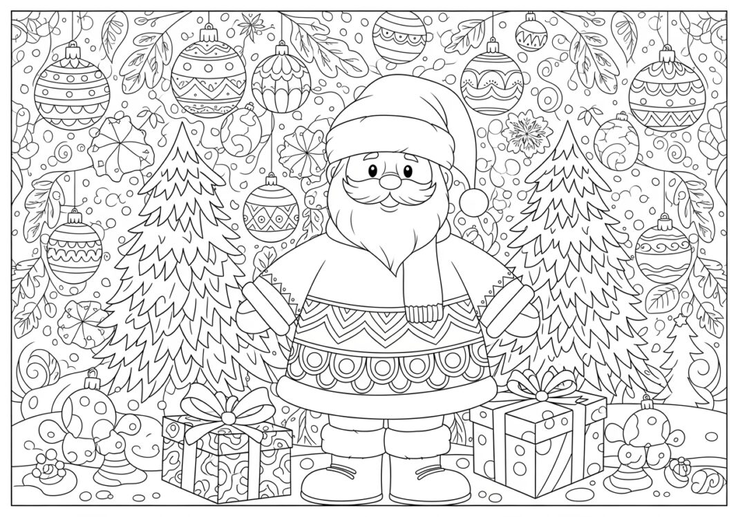 Coloriage de maison de Noël - Activité festive à imprimer