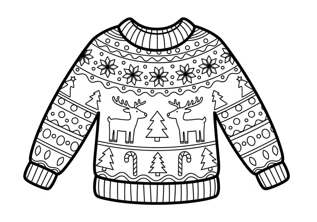 Christmas Jumper Coloring Page for Kids