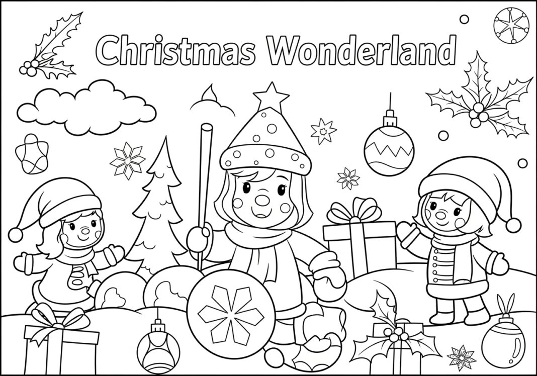 Christmas Mosaic Coloring Page - Printable Fun for Kids
