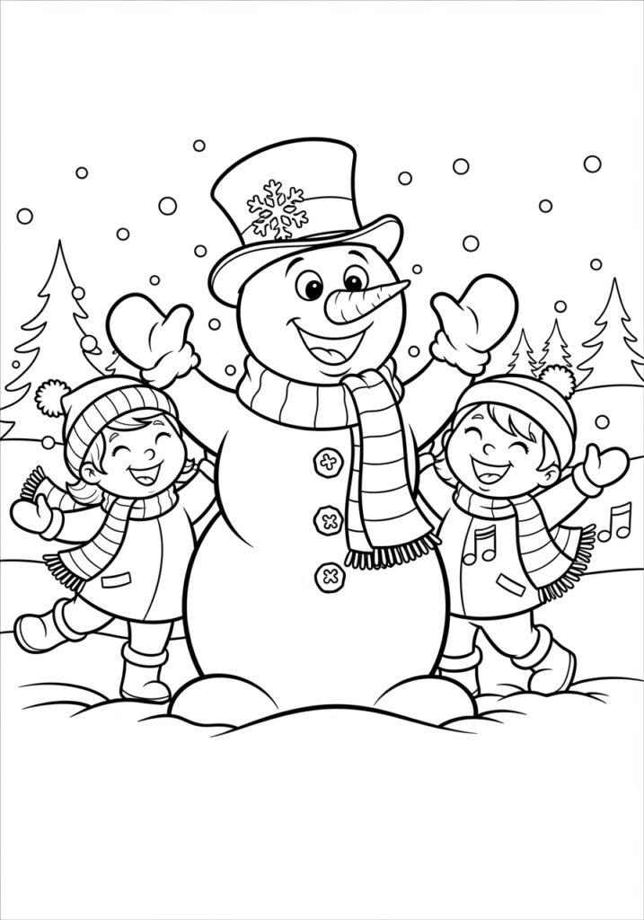 Página para colorear de muñeco de nieve escarchado - Imprimible ...