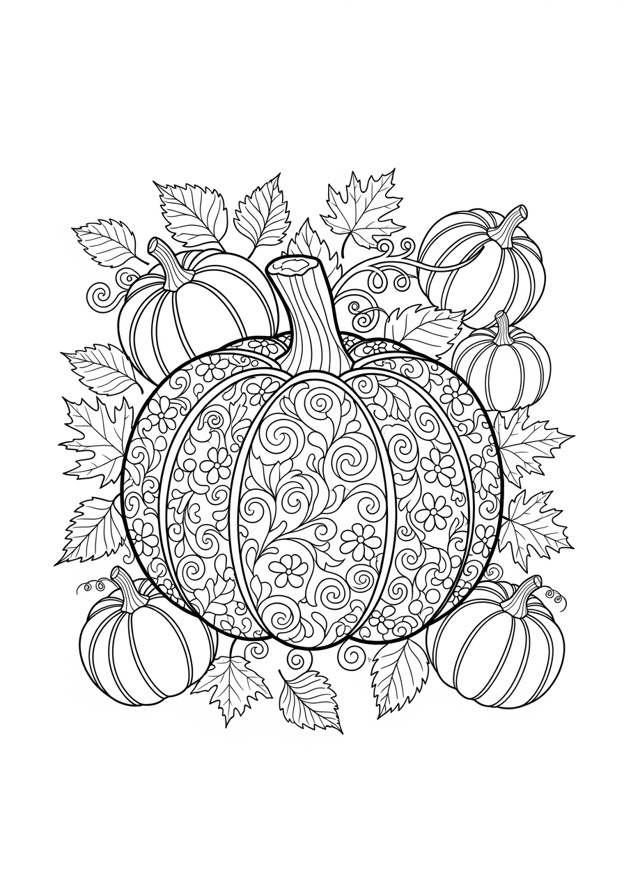 Mewarnai Pics of Pumpkins - Free Printable Page