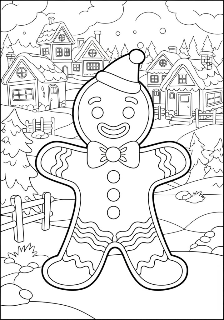 Coloriage de maison de Noël - Activité festive à imprimer