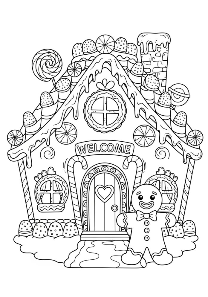 Easy Cute Christmas Coloring Page for Kids