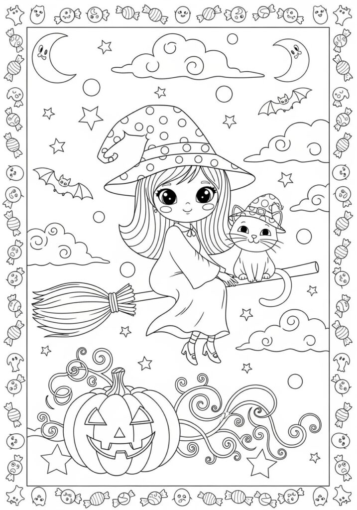 Halloween Coloring Page Witch - Printable and Fun