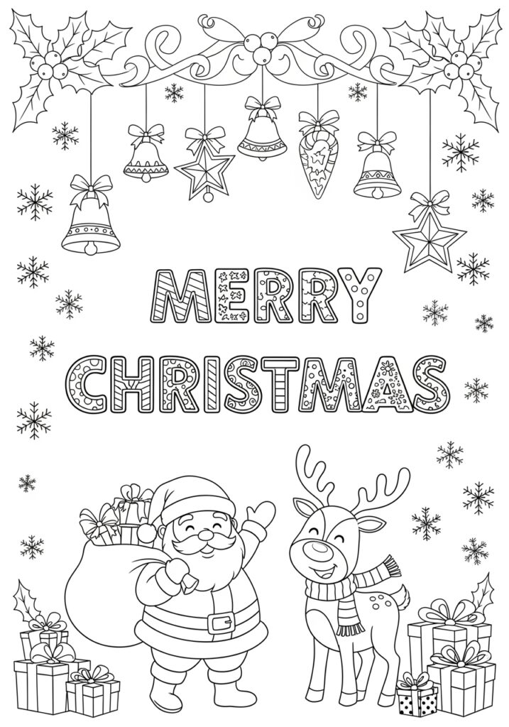 Festive Merry Christmas Dad Coloring Page for Kids
