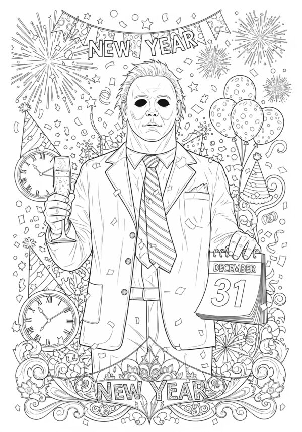 Pagina da colorare di Halloween: Michael Myers stampabile