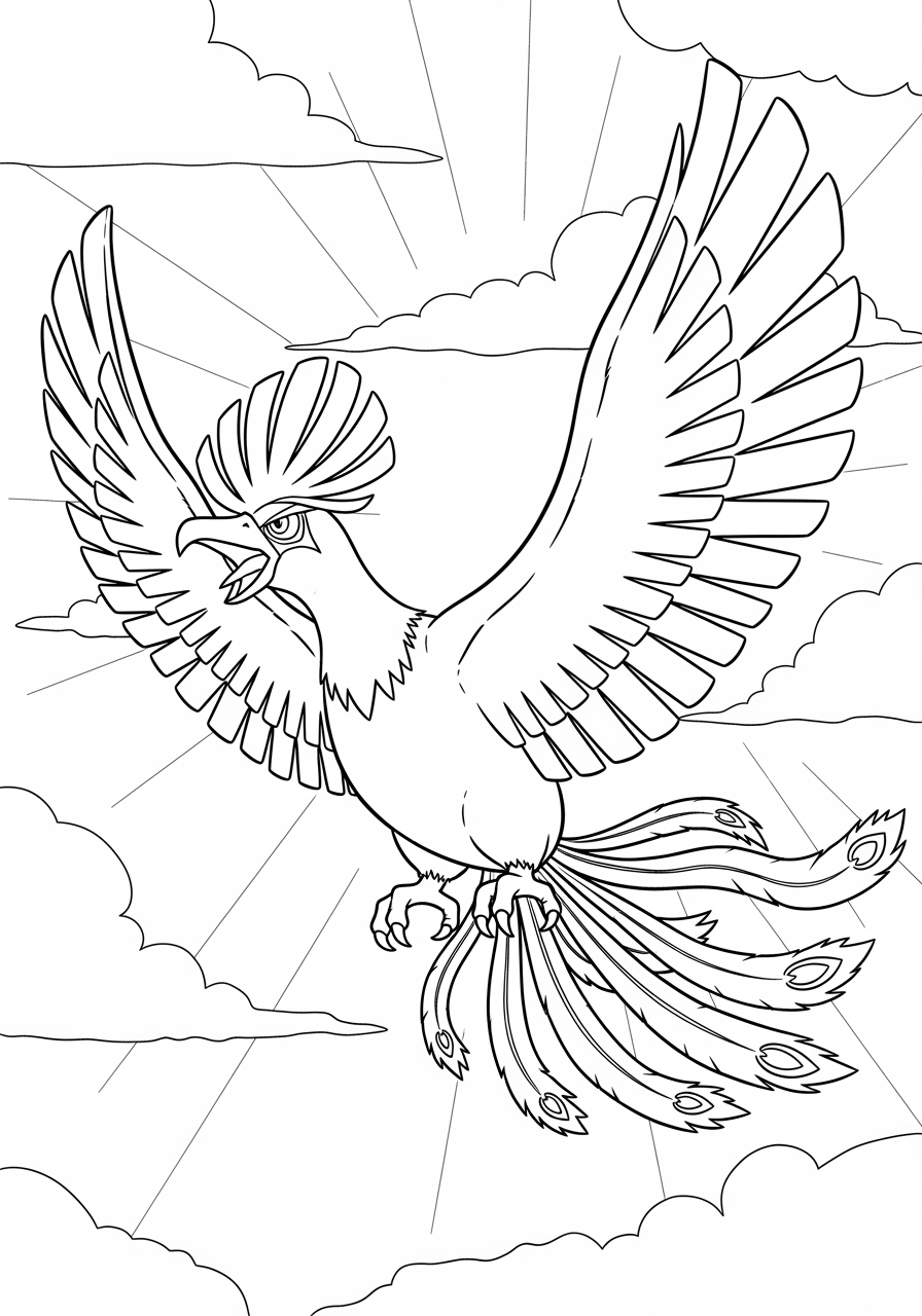 Pokemon Ho-Oh Coloring Page - Free Printable Fun