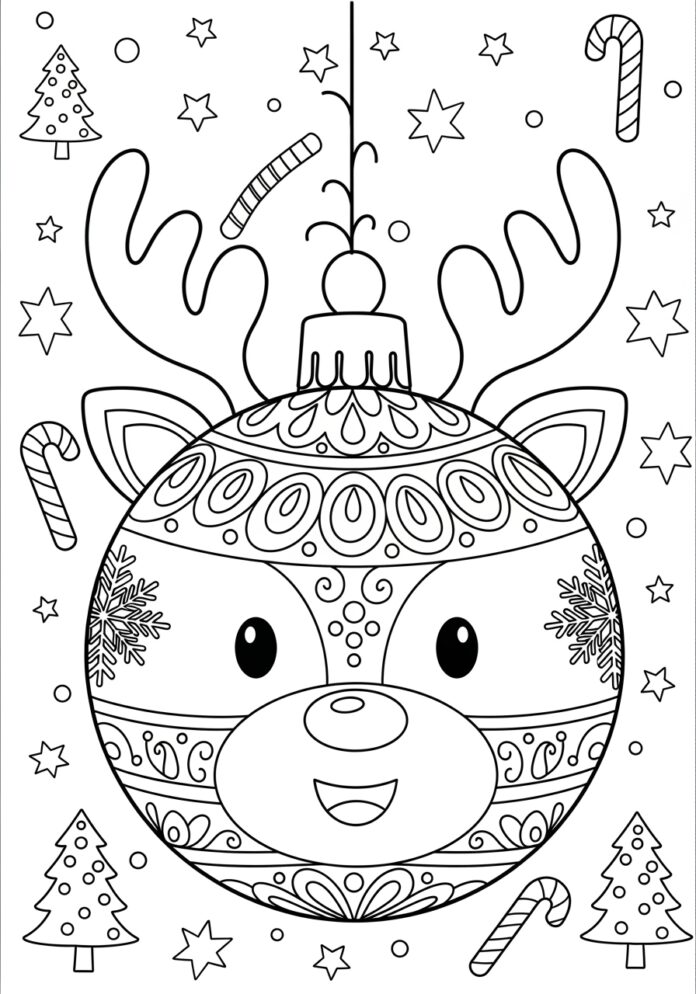 Coloriage de Noël pour ados – Illustration festive à imprimer