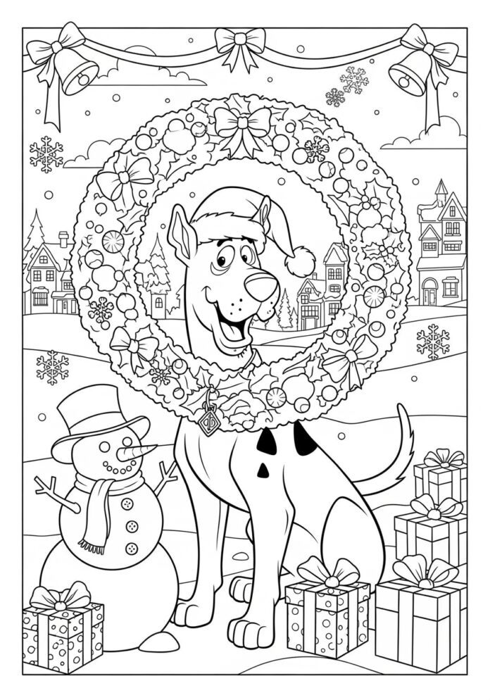 Festive Christmas Dance Coloring Page for Kids