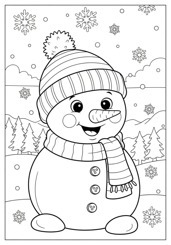 Christmas Duck Coloring Page for Kids – Free Printable