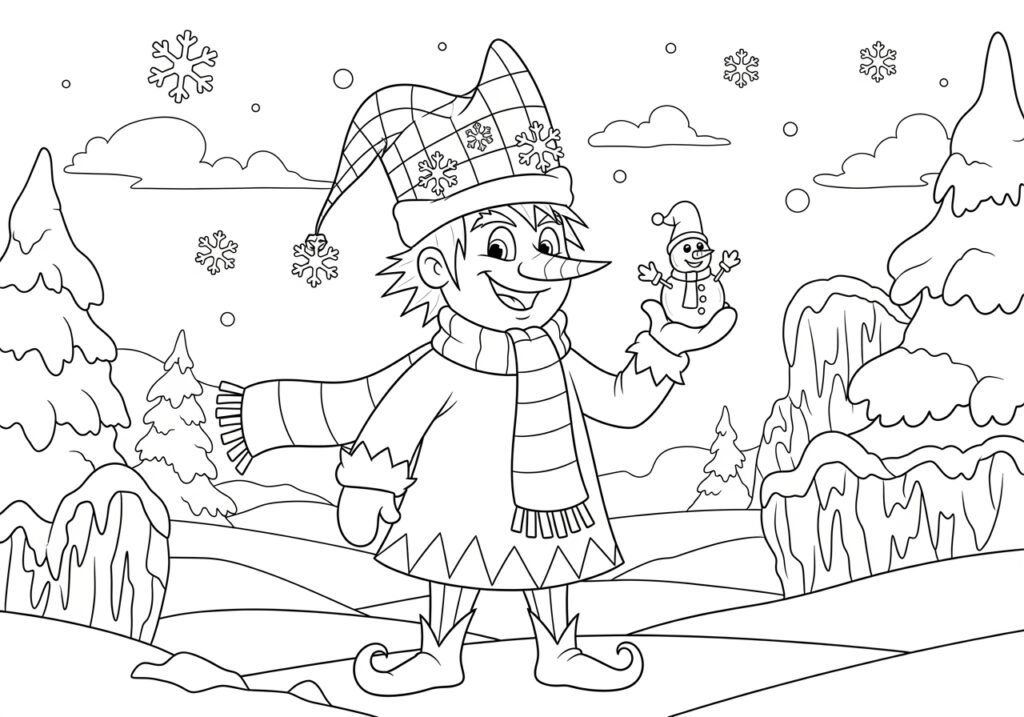 Página para colorear de muñeco de nieve escarchado - Imprimible ...