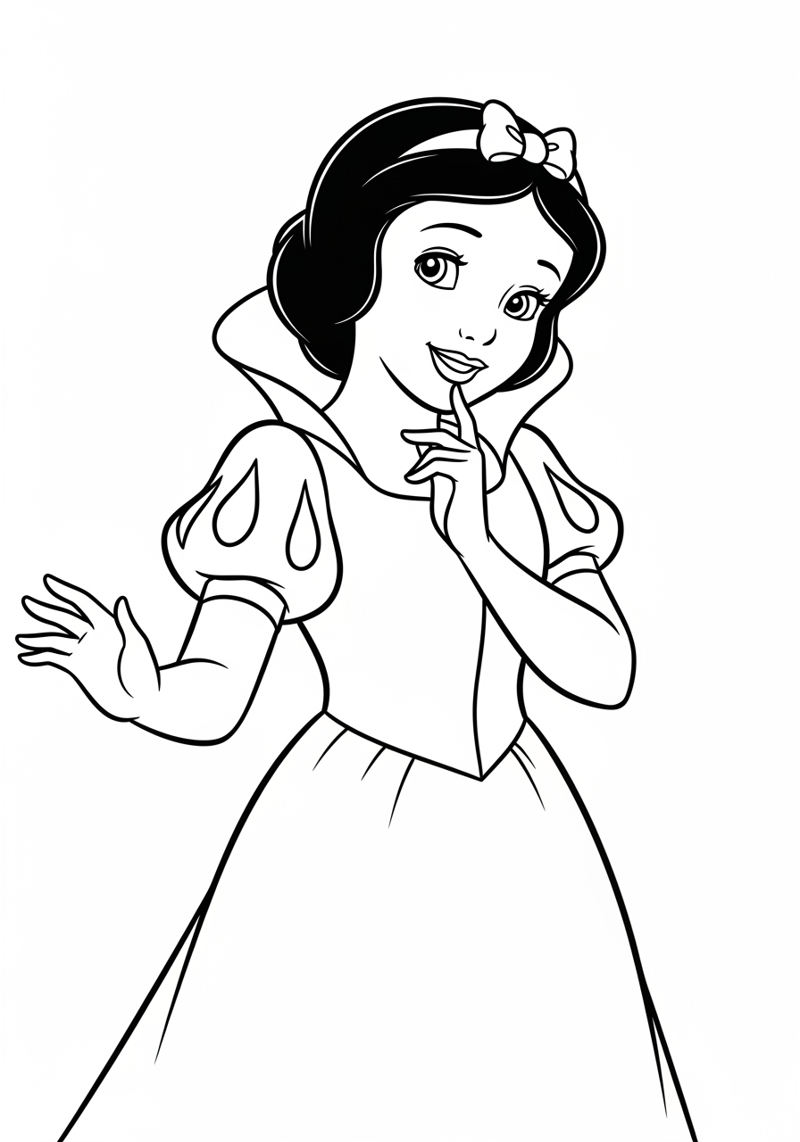 Snow White Coloring Game Page for Kids