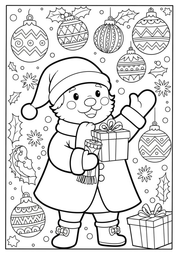 Christmas Duck Coloring Page for Kids – Free Printable
