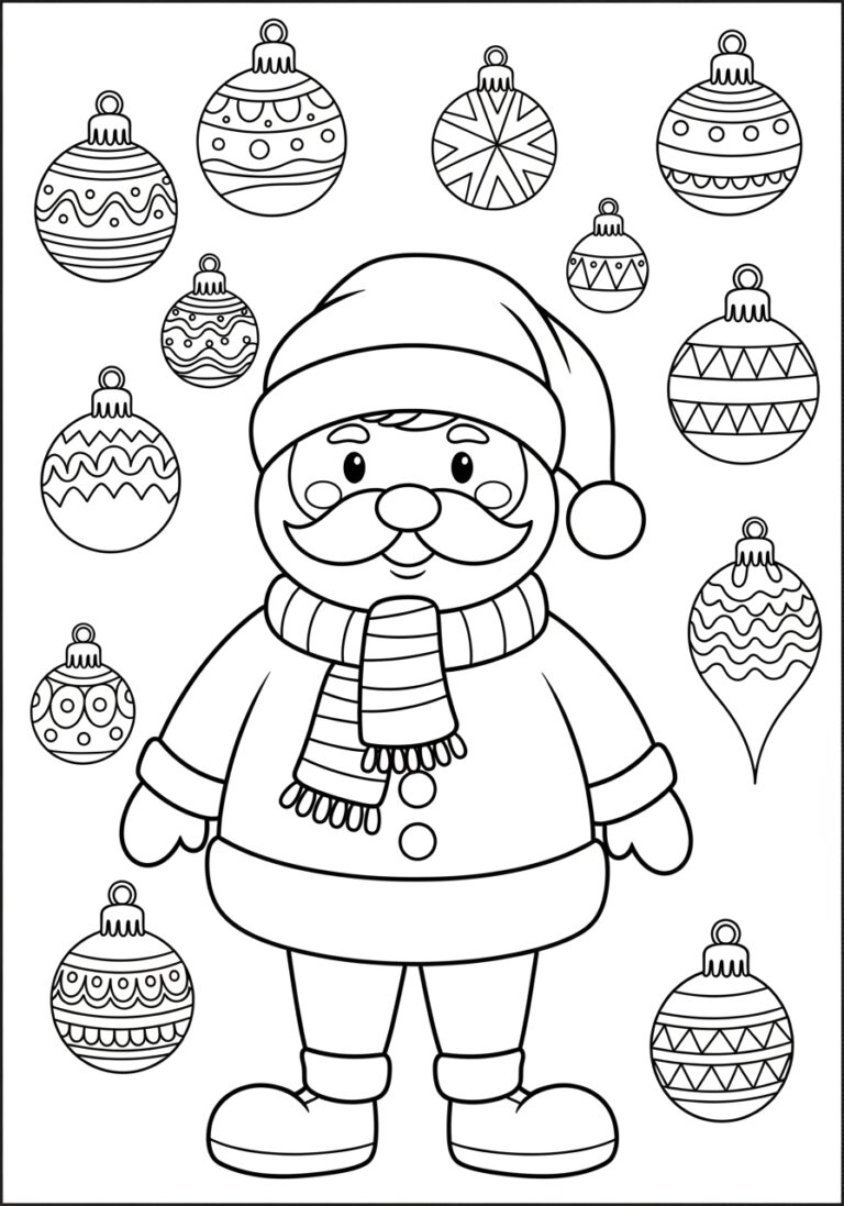 Vintage Christmas Coloring Page - Free Printable for Kids
