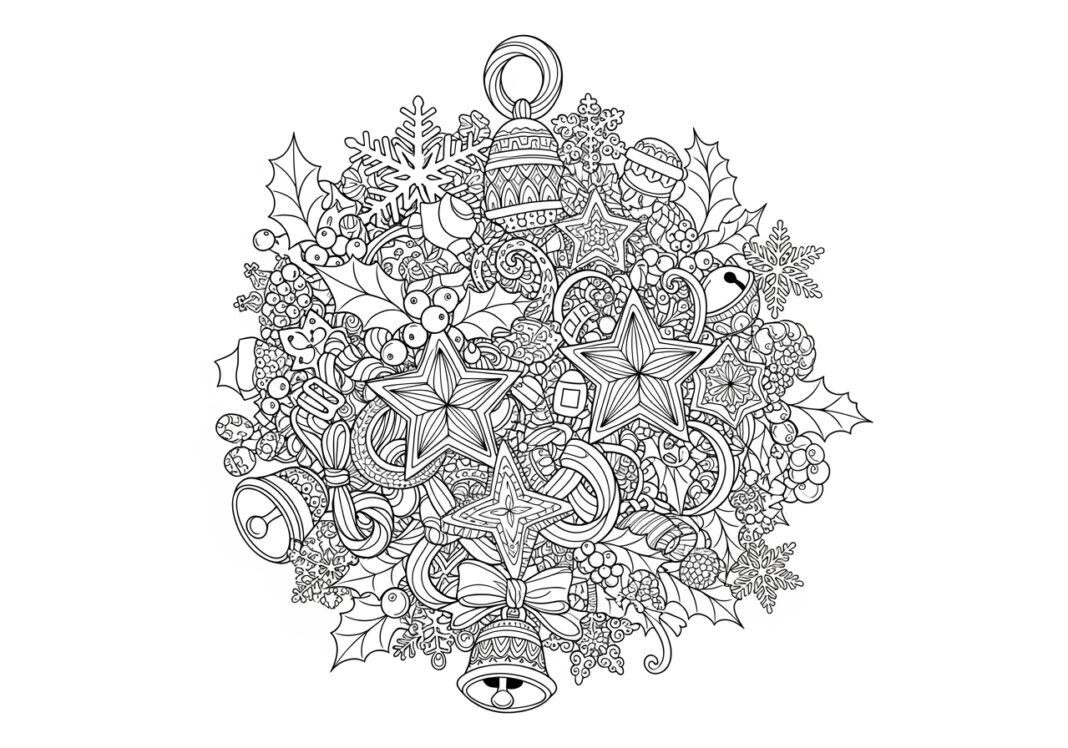 Black and White Christmas Coloring Page for Kids