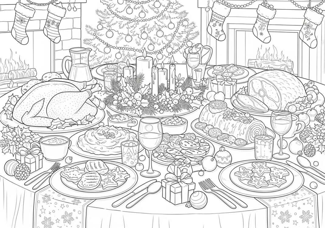 Christmas Food Coloring Page for Kids