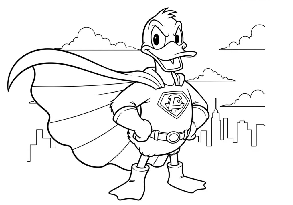 Página para colorear de un personaje de dibujos animados con una ...