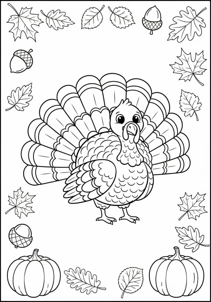 Dibujo para colorear de un pavo de Acción de Gracias: ¡divertido e ...