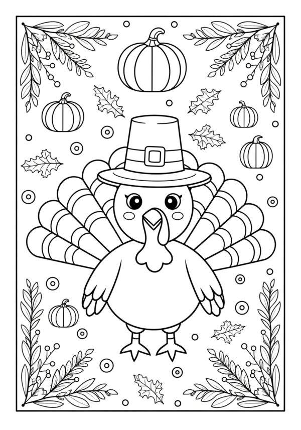 Dibujo para colorear de Acción de Gracias para imprimir fácilmente