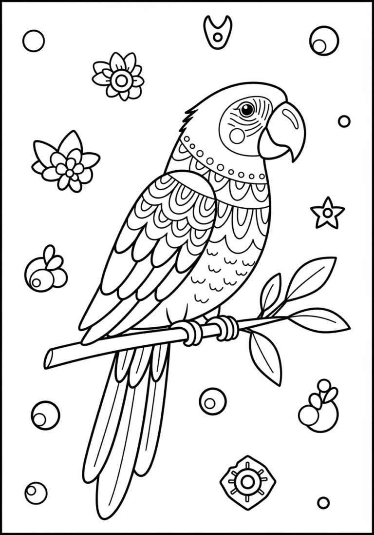 Easy Parrot Coloring Pages - Printable & Fun for Kids