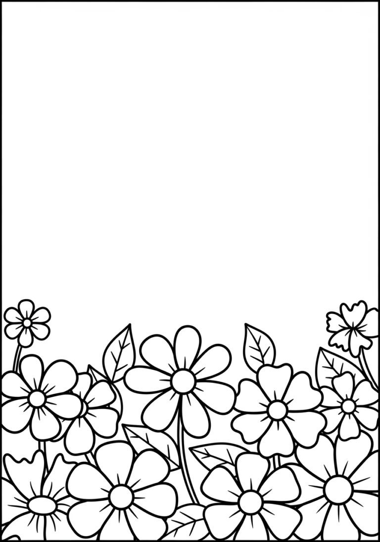 Flower Border Coloring Page | Kids Printable Art
