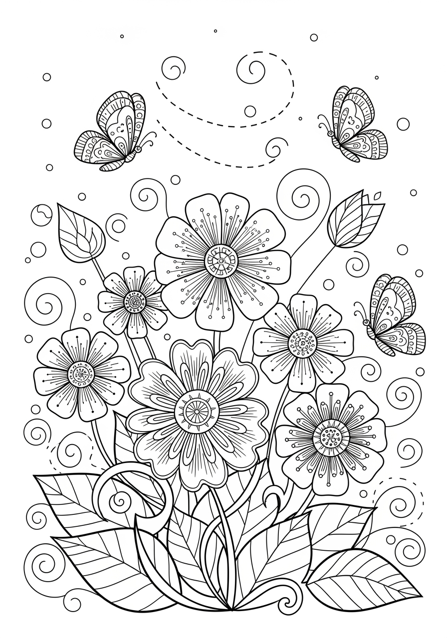 Flower Pic to Color - Printable Coloring Page for Kids