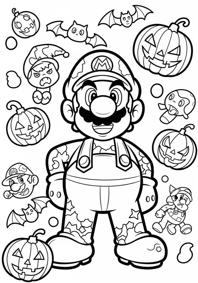 Kolorowanka Halloween Mario – zabawa dla dzieci