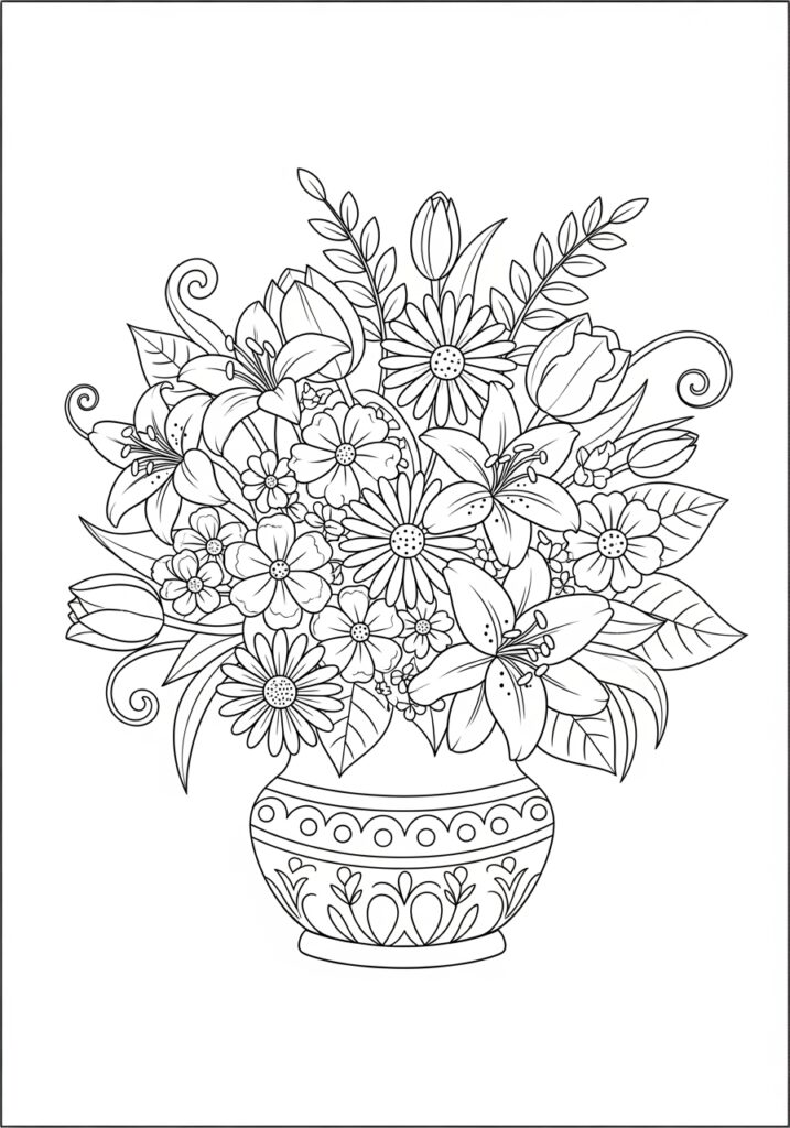 Realistic Flower Coloring Page | Printable Flower Art