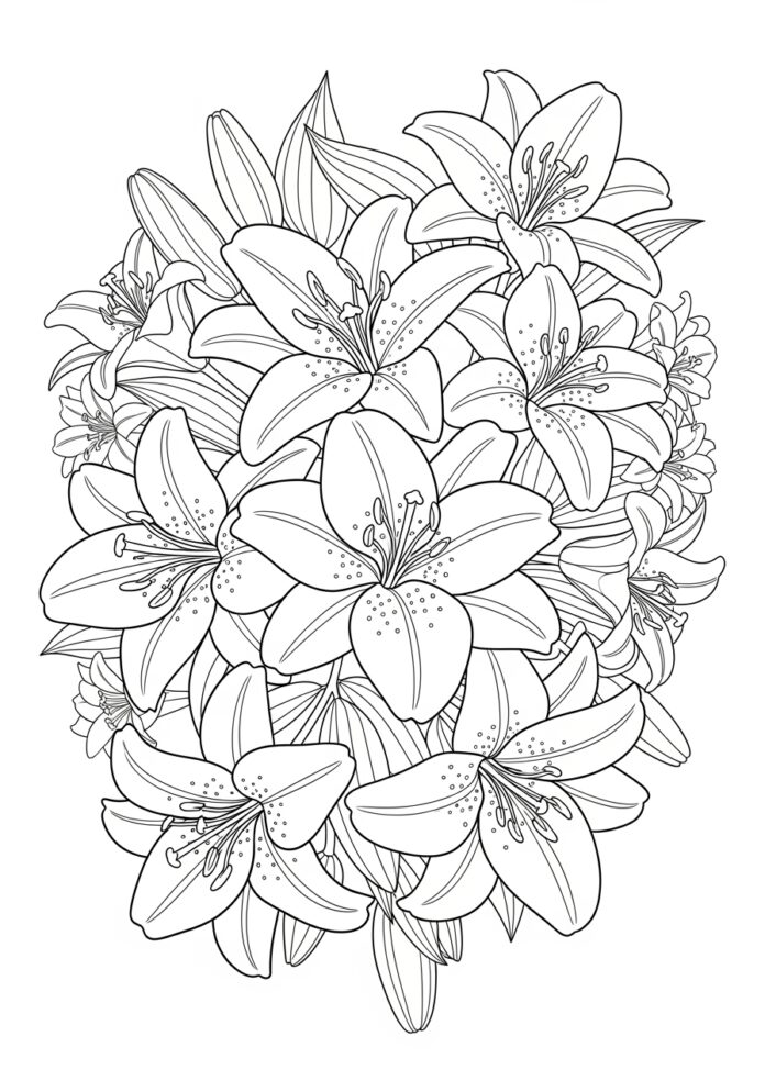 Lily Flower Coloring Page for Kids - Free Printable