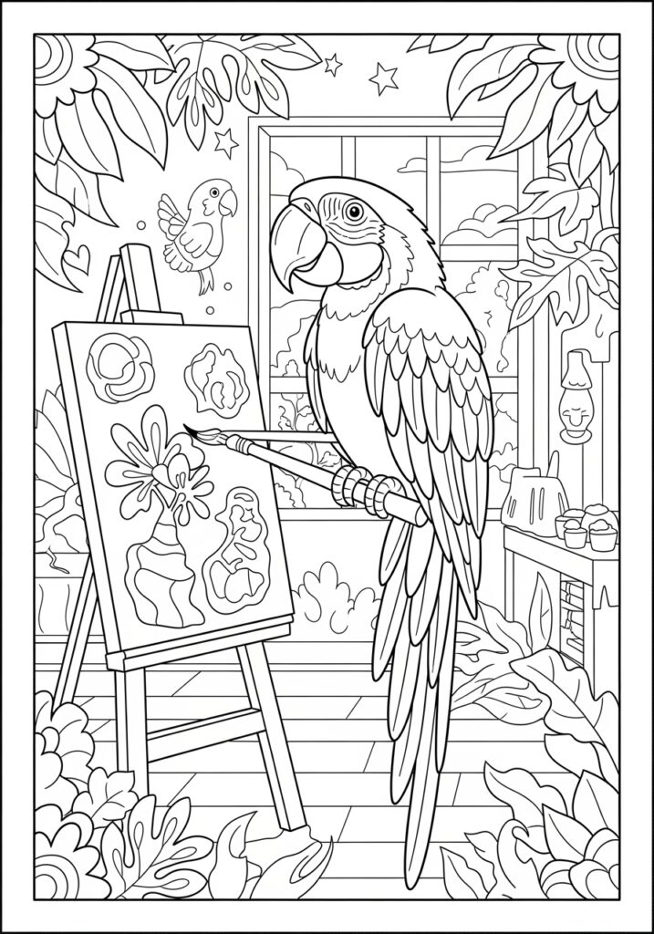 Macaw Bird Coloring Page - Printable Fun for Kids