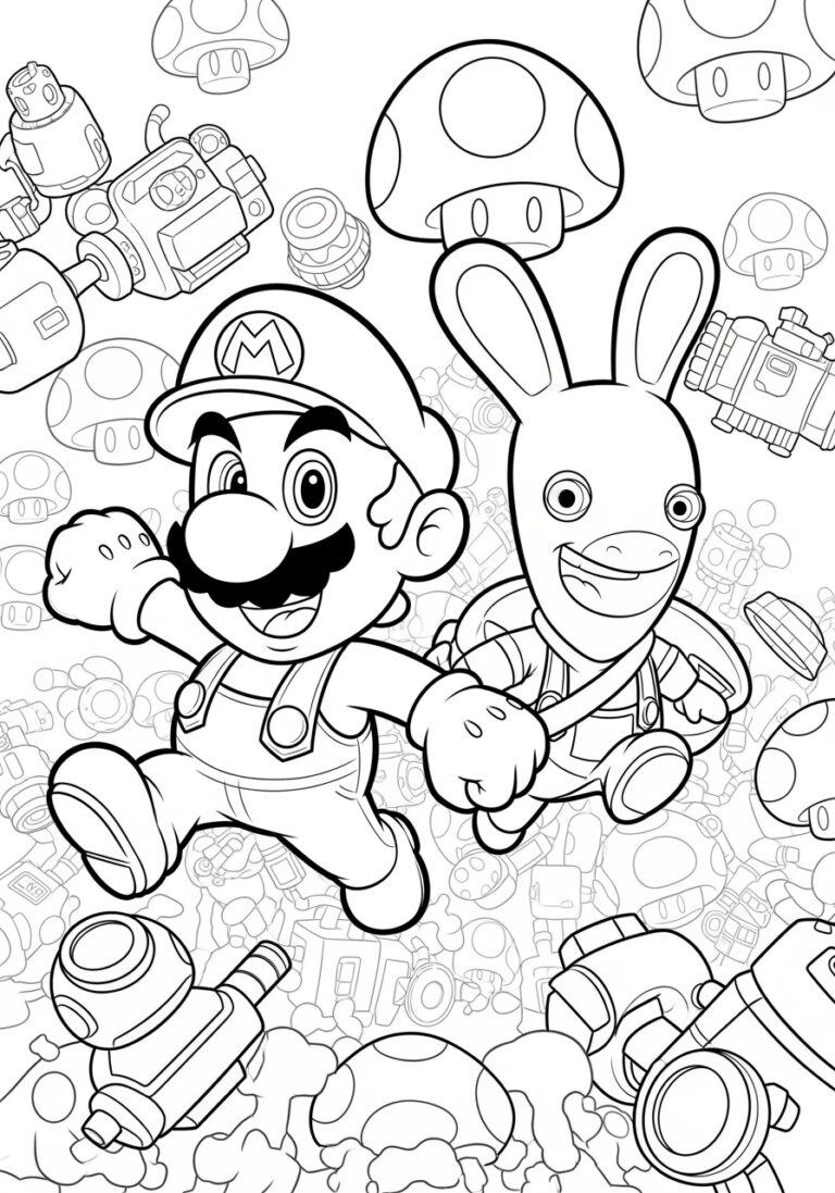 Kolorowanka Mario Rabbid – zabawna i pomysłowa do wydrukowania