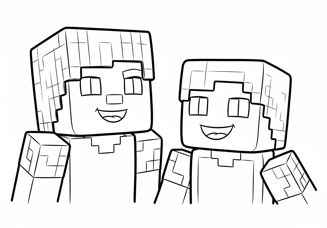 Mikey and JJ Minecraft Coloring Page - Printable Fun