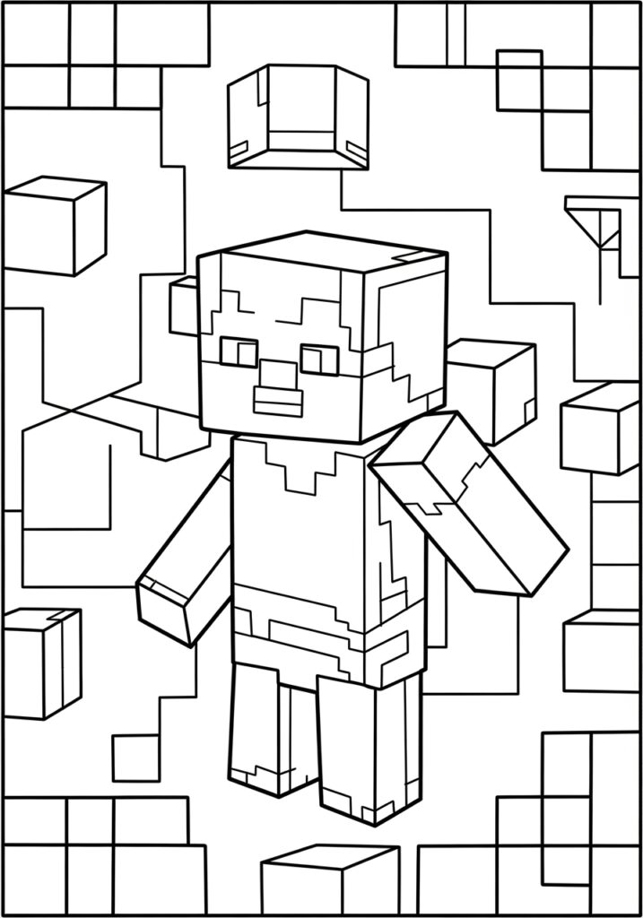 Minecraft-Kuchen-Malvorlage – Malspaß zum Ausdrucken für Kinder
